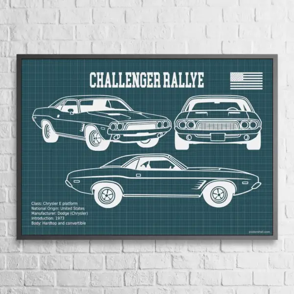 Challenger Rallye 1973 Blueprint Wall Poster – Posters Hall | Rare ...